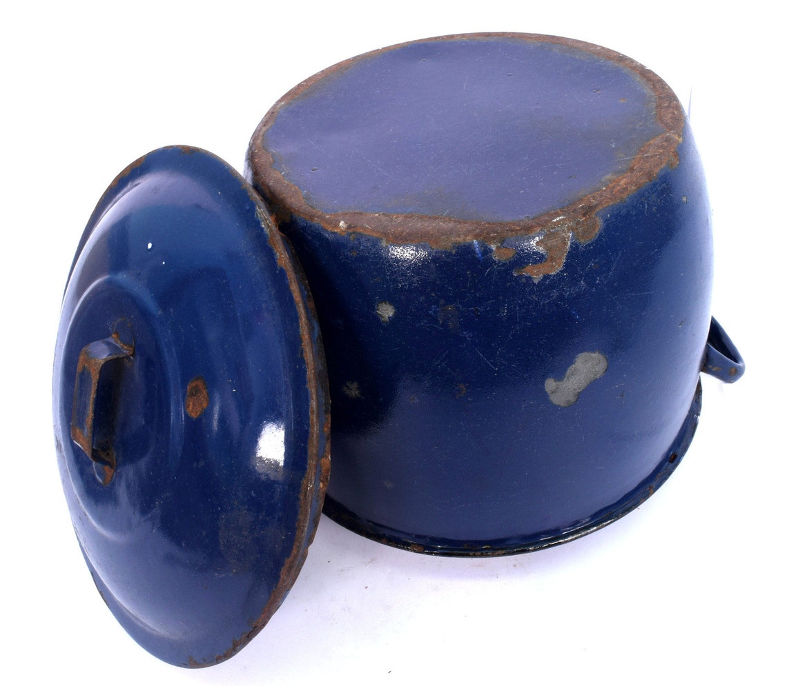 Vintage Blue Enamel Cooking Pot Kitchenware Home Decor Nice - Etsy
