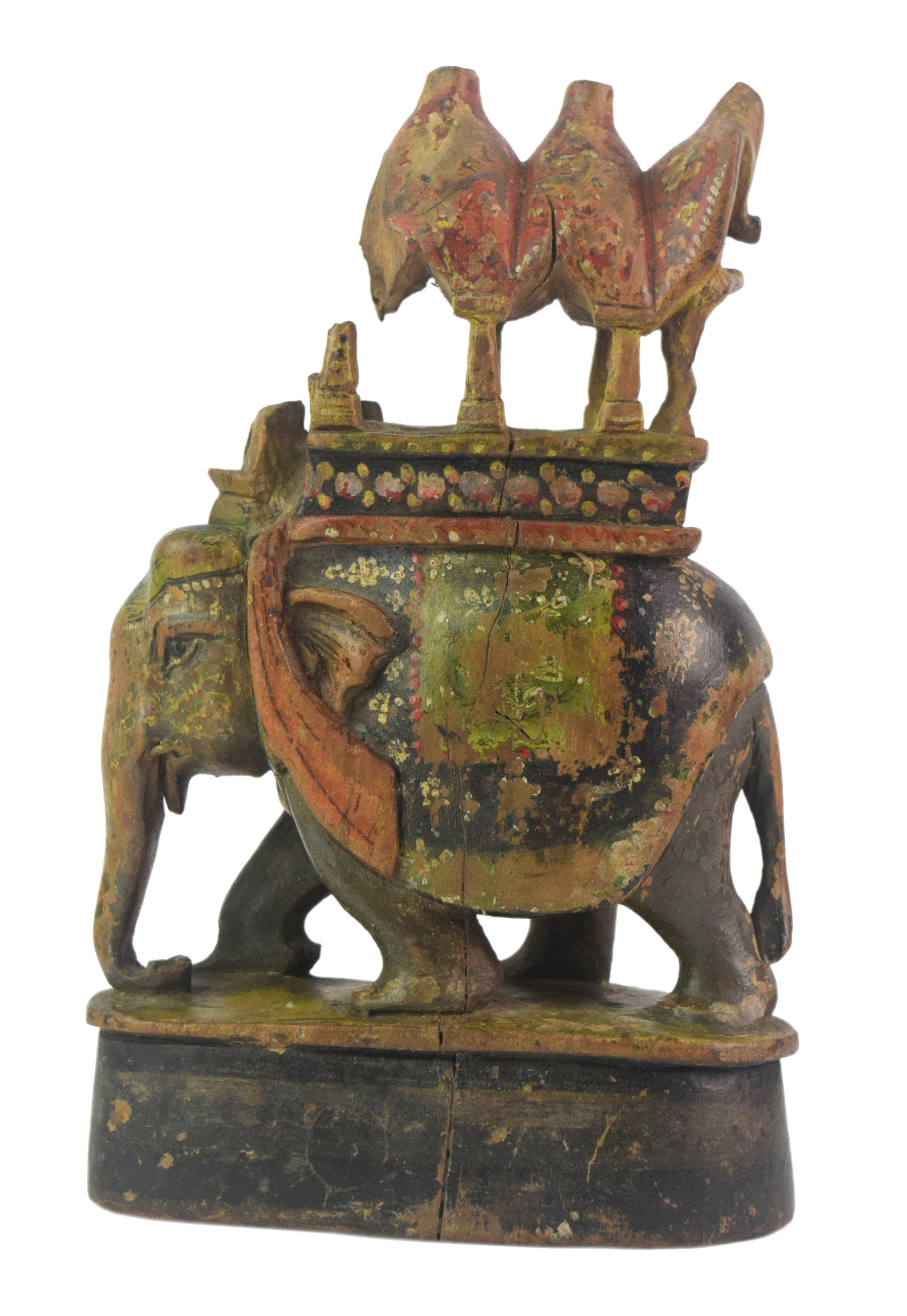 Wooden Elephant Howdah Antique Handcrafted Figure Hand Painted Design ...