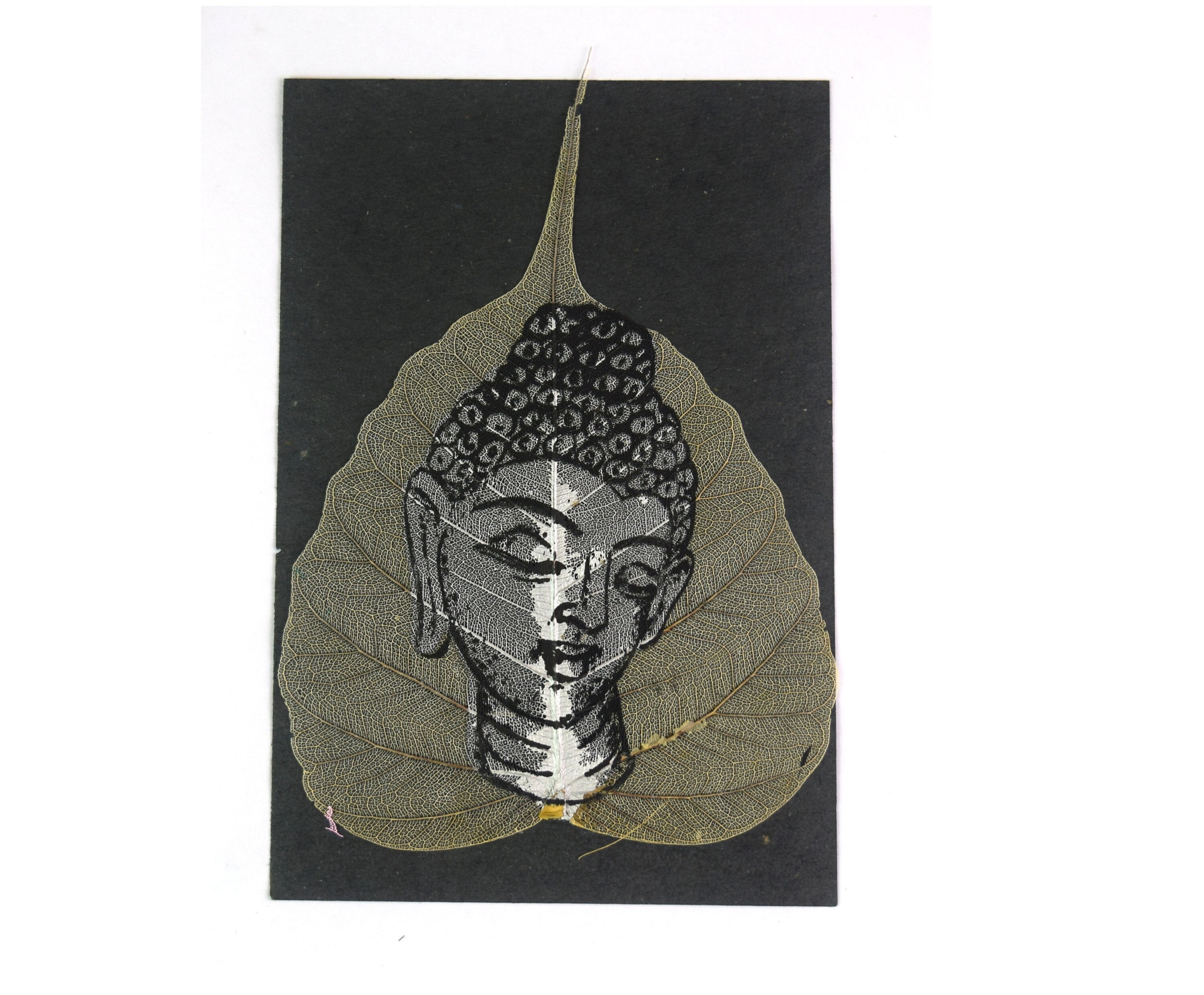 Holy Sacred Art Peepal Leaf Painting Religious Wall Décor Painting Lord ...