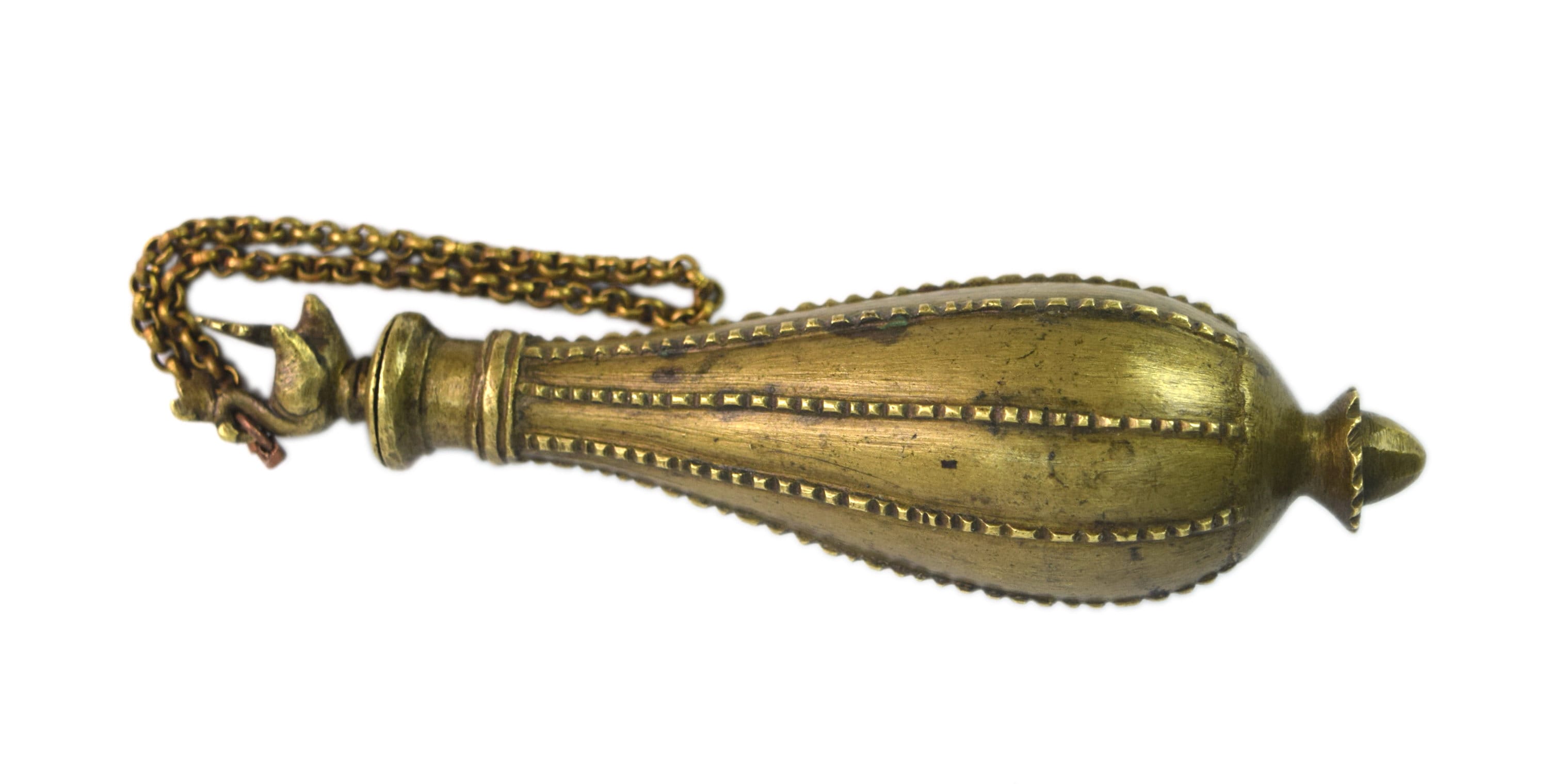 Old Indian Unique Brass Chuna Dani Box With Original Chain Collectible ...