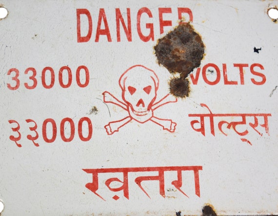 Collectibles Advertisements High Voltage Power Electric Enamel Sign ...