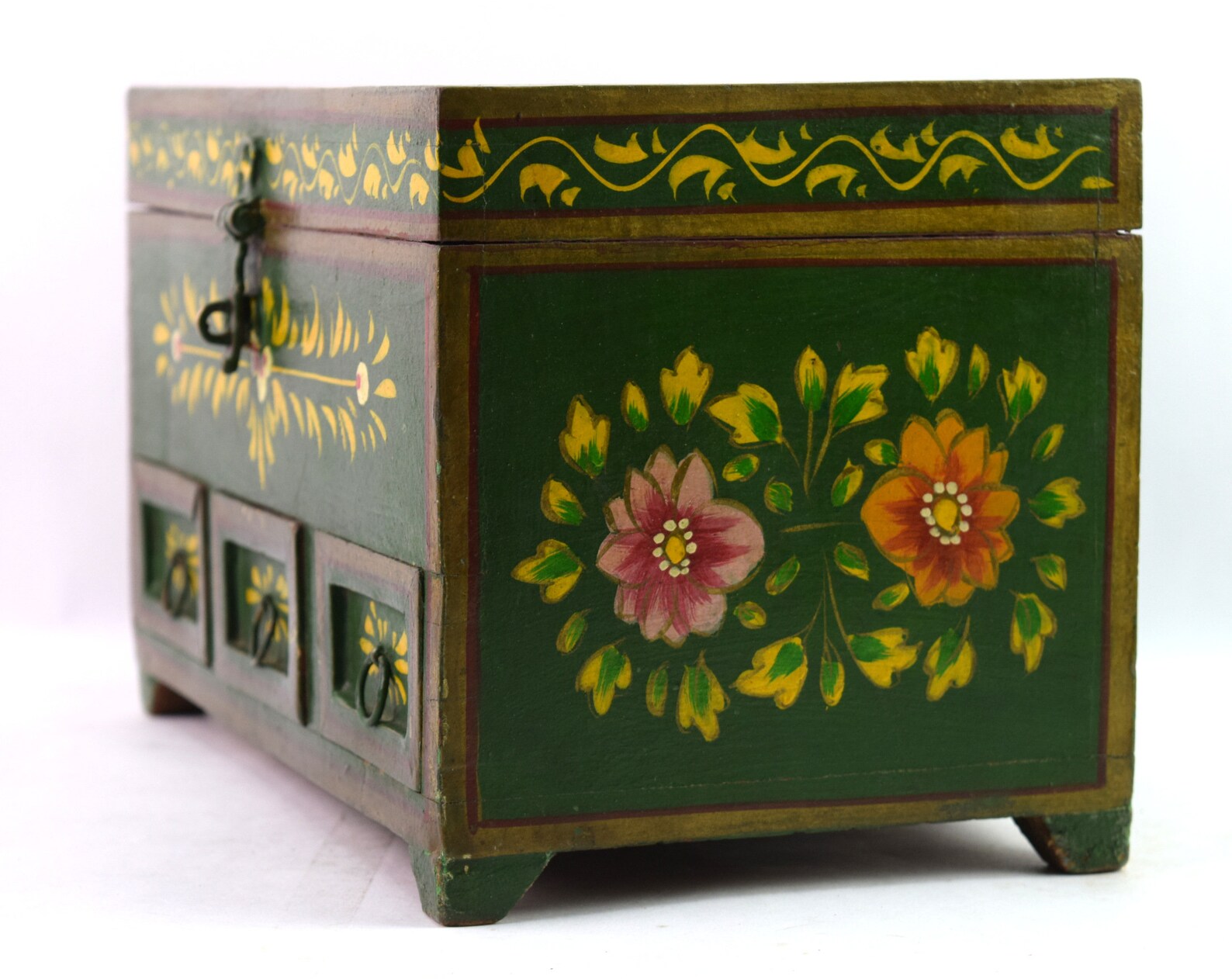 Vintage Wood Hand Painted Multi Compartment Makeup Box Old - Etsy
