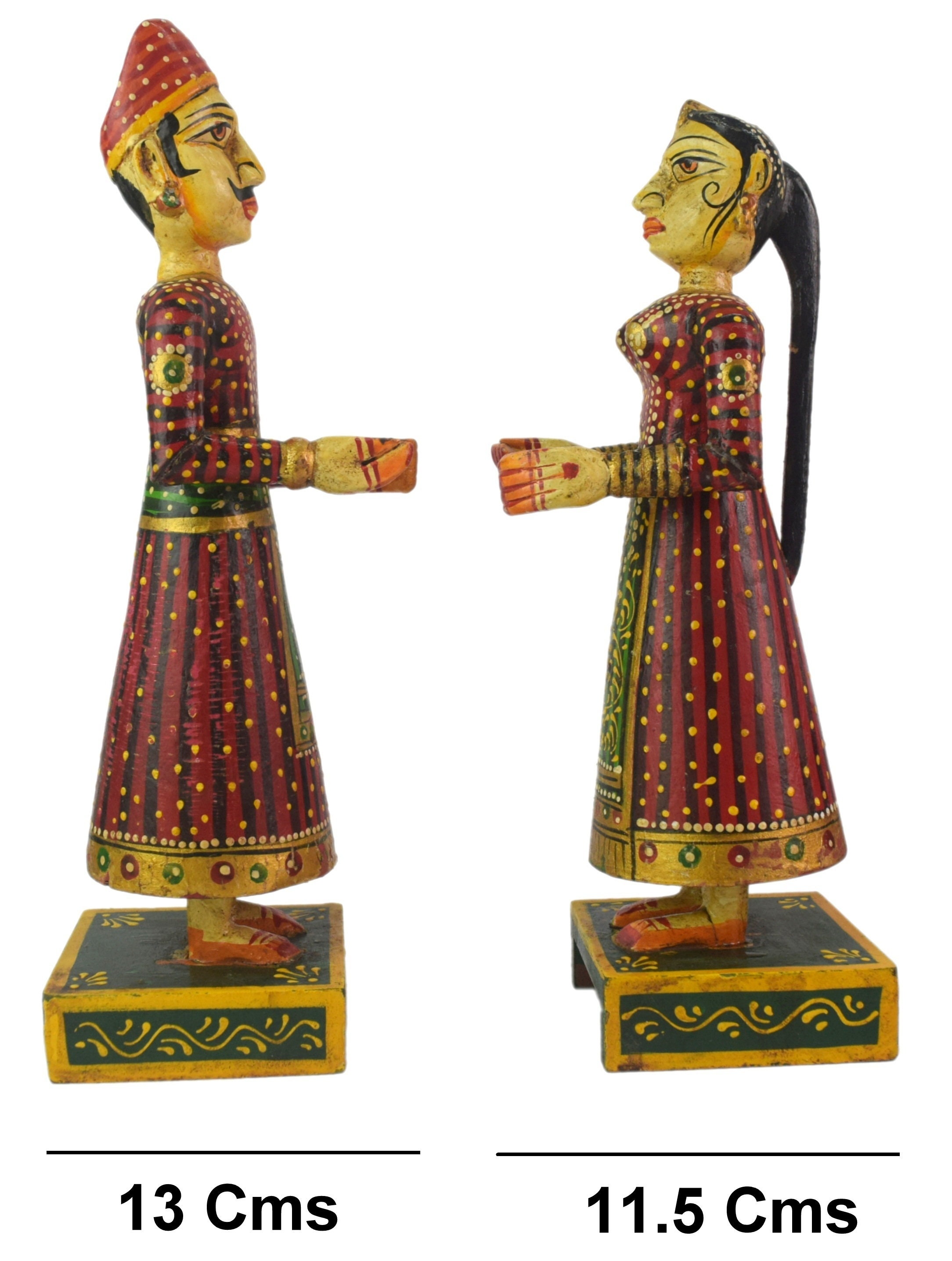 Vintage Hand Crafted Indian Holy Gangaur-pair Wood Decorative Figures ...