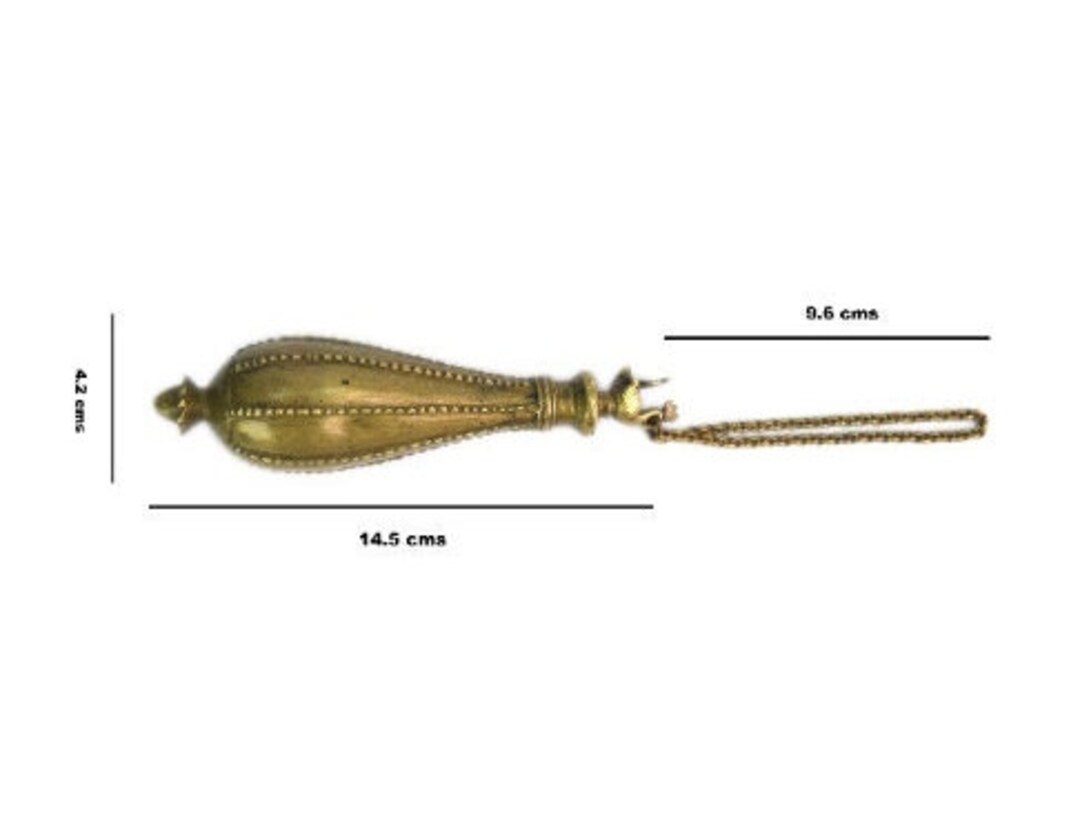 Old Indian Unique Brass Chuna Dani Box With Original Chain Collectible ...