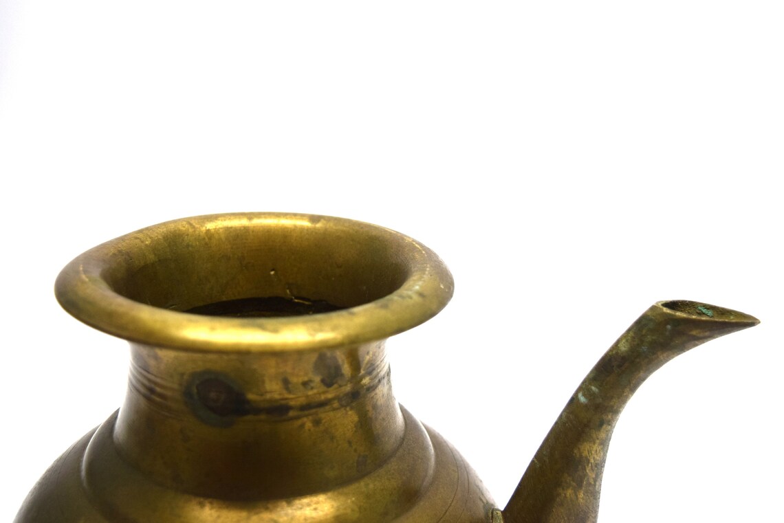 Indian Old Antique Heavy Brass Kitchen Water Pot With Spout Home Décor ...