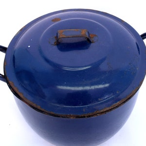 Vintage Blue Enamel Cooking Pot Kitchenware Home Decor Nice - Etsy