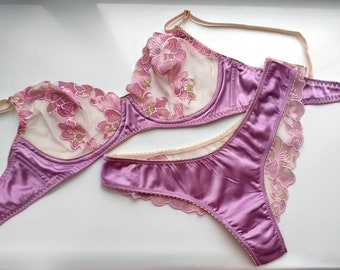 Embroidered Floral Lingerie - Etsy