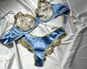 Blue Satin Lingerie - Etsy