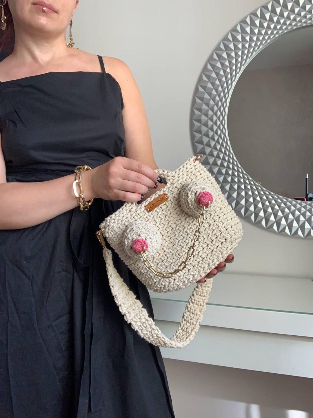Crochet Body Positive Breasts Bag. Funny Boobie Tote Bag. - Etsy