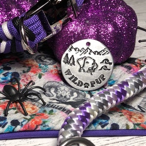 Personalised Wild Pup Hand Stamped Metal Dog ID Tag Keyring - Etsy