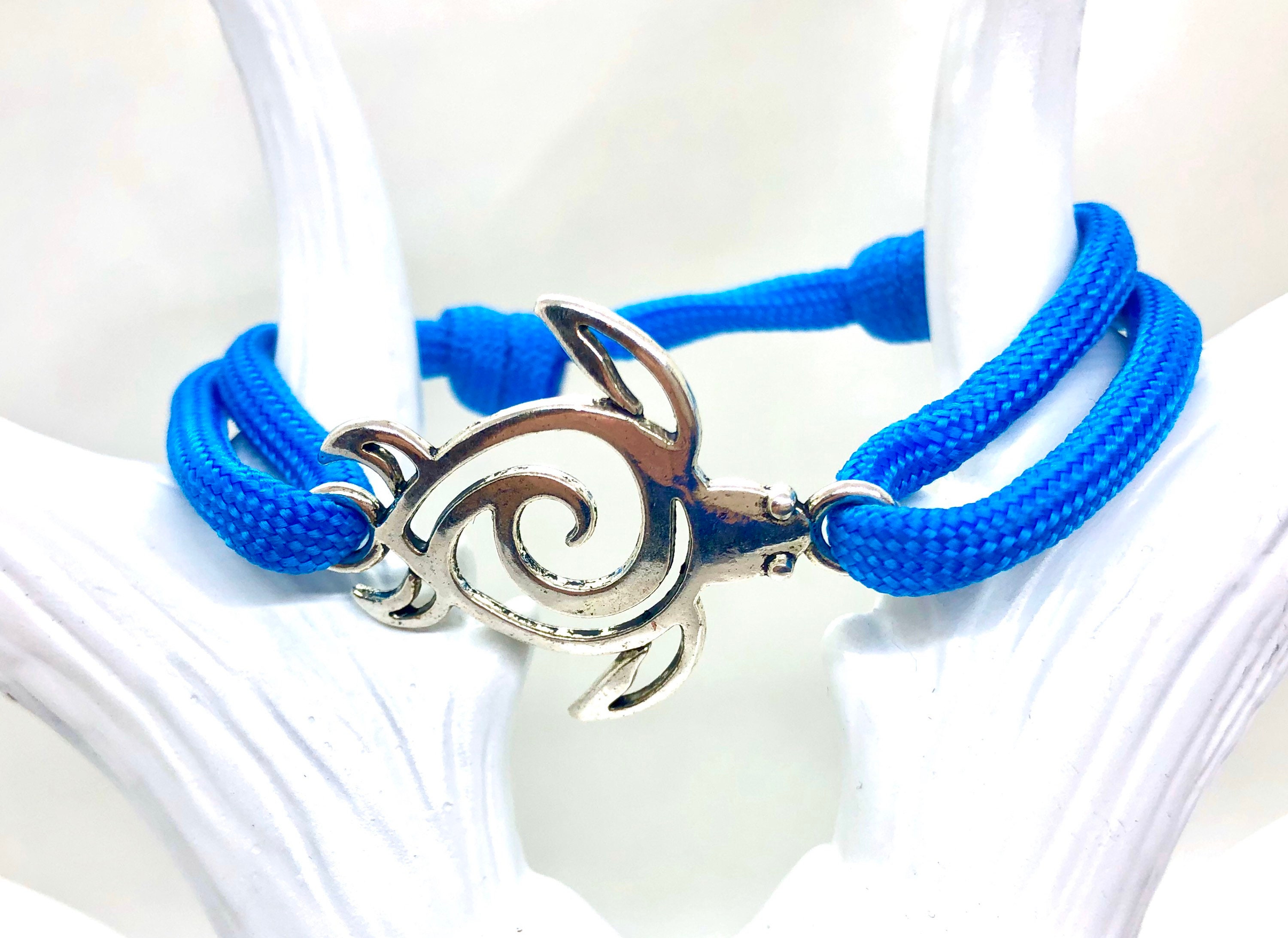 Turtle Waves Anklet Bracelet - Beach, Adjustable Leather Paracord Cord ...