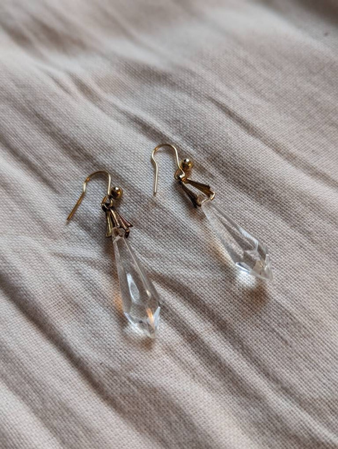 1970's Crystal Clear Acrylic Dangle and Drop French Hook Earrings - Etsy