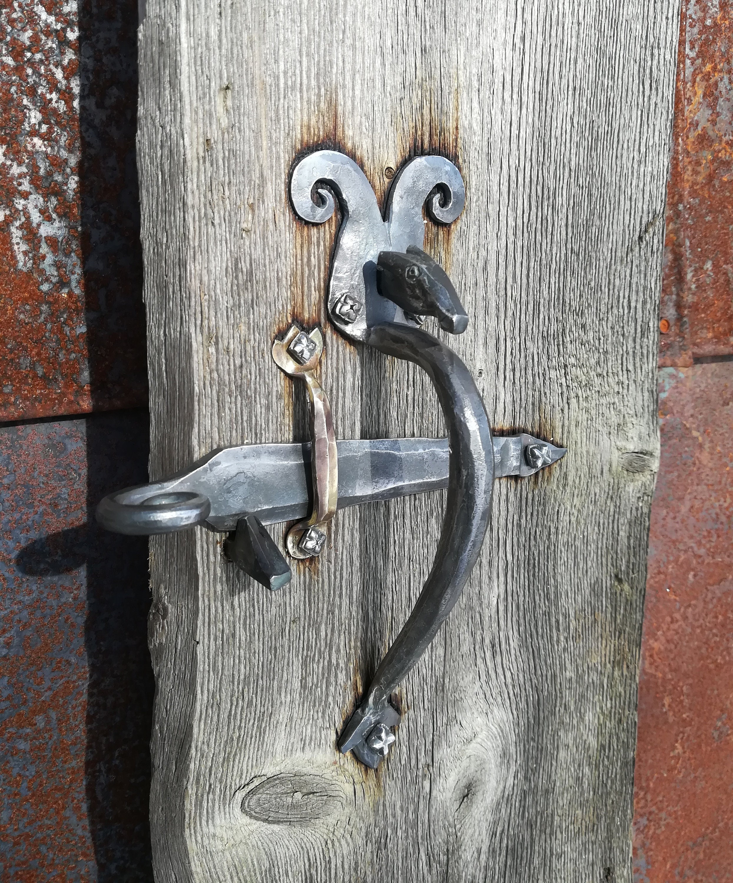 Blacksmith Door Thumb-latch Handle Set/ Forged Iron Thumb Pull Handle ...