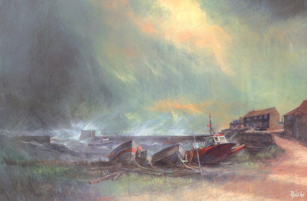 Craster Harbour Small Mounted Print - Etsy