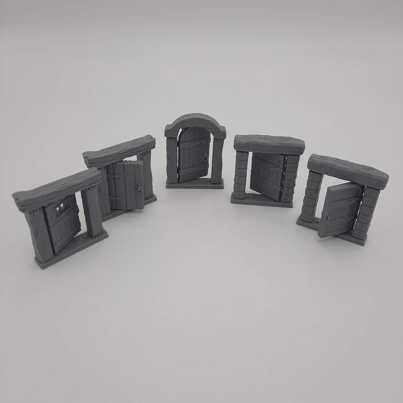 5 Hinged Doors, Figurine Miniature gray/unpainted, RPG, Roleplaying ...