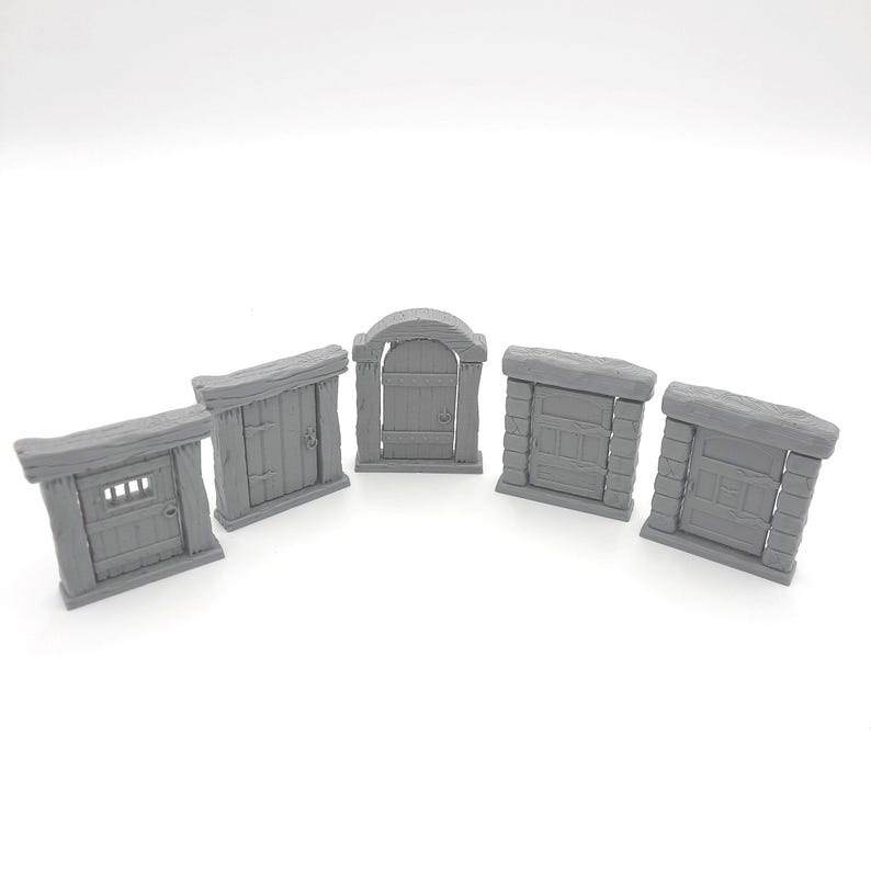 5 Hinged Doors, Figurine Miniature (gray/unpainted), RPG, Roleplaying ...