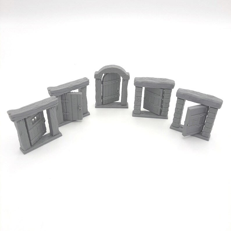 5 Hinged Doors, Figurine Miniature (gray/unpainted), RPG, Roleplaying ...