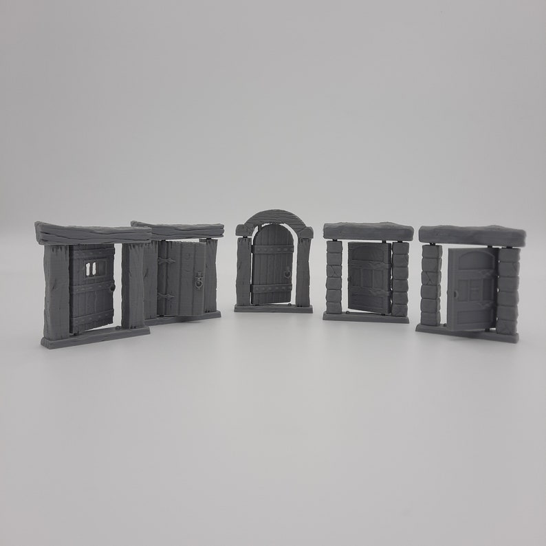 5 Hinged Doors, Figurine Miniature gray/unpainted, RPG, Roleplaying ...