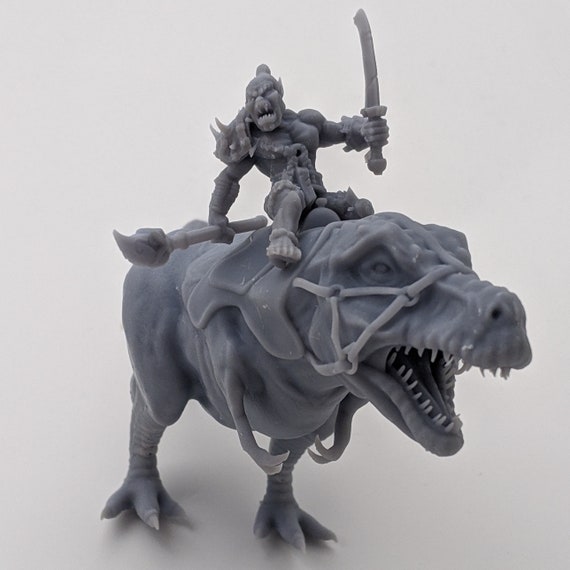 T-rex Mount With Orc Rider figurine Miniature - Etsy