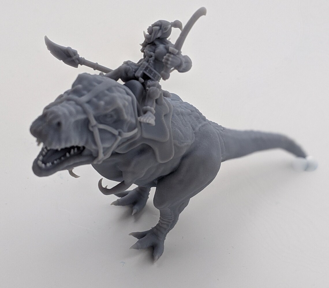 T-rex Mount With Orc Rider figurine Miniature - Etsy