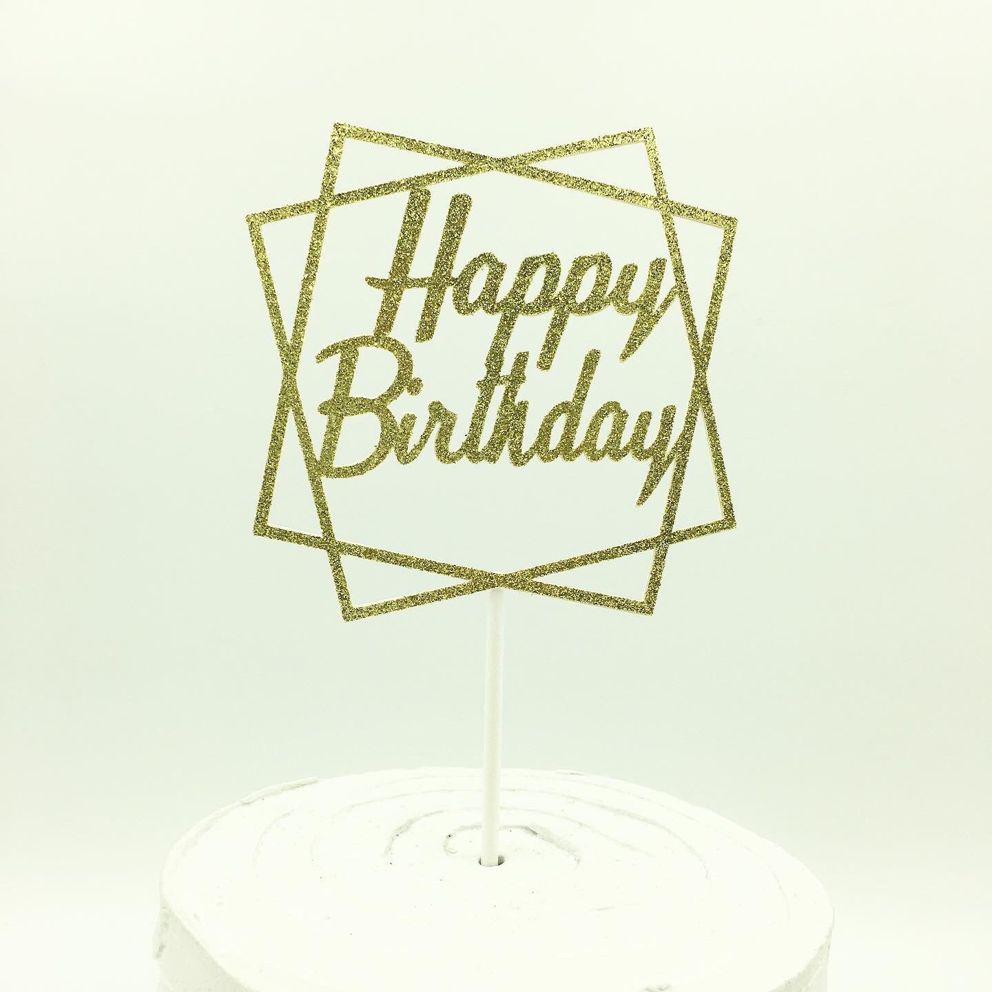 Happy Birthday Cake Topper Square Cake Topper Birthday Party - Etsy