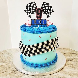 Racing Cake Topper Race Car Cake Topper Checkered Flag Cake - Etsy