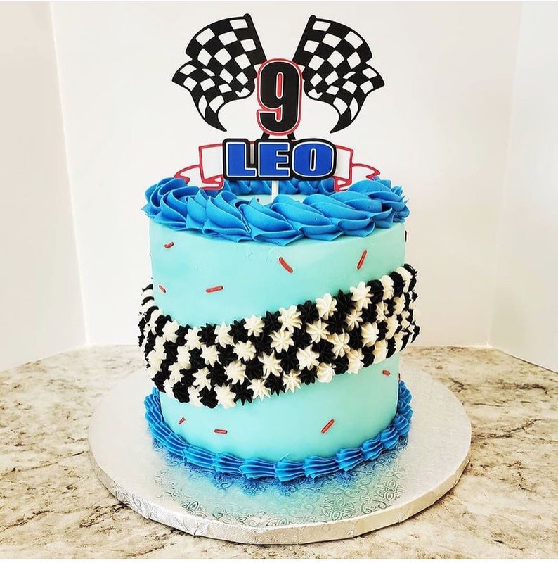 Racing Cake Topper Race Car Cake Topper Checkered Flag Cake - Etsy