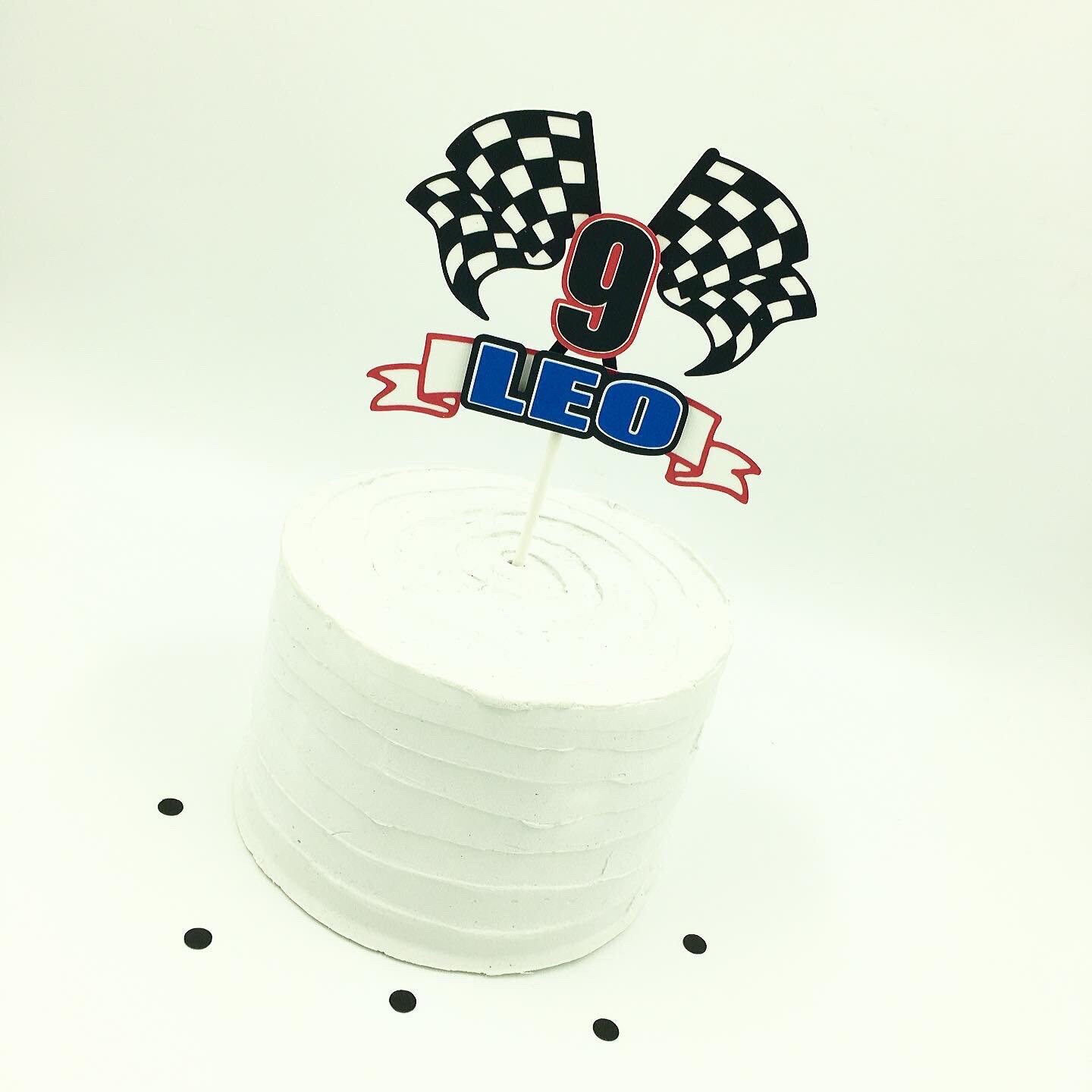 Racing cake topper race car cake topper checkered flag cake | Etsy