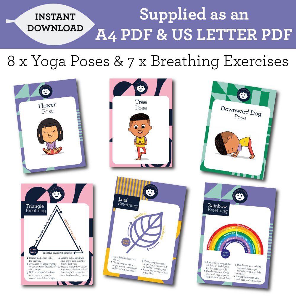 40 Affirmation Cards, Yoga Poses, Breathing Exercises - Emotional Well ...