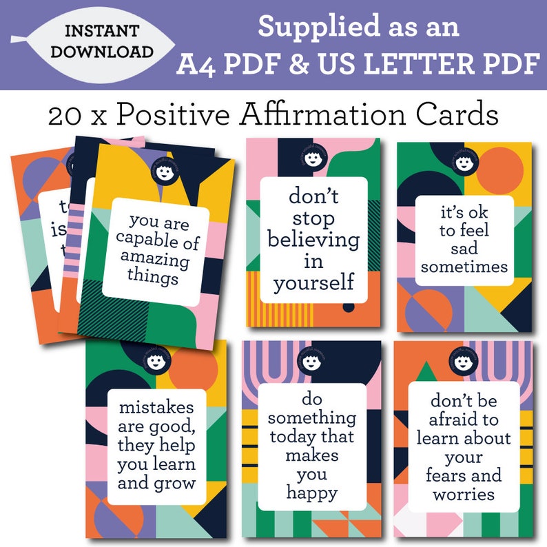 40 Affirmation Cards, Yoga Poses, Breathing Exercises - Emotional Well ...