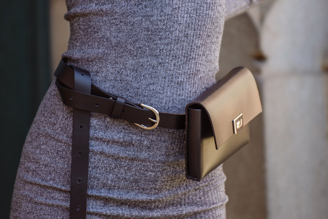 Black Leather Belt Bag | Cross Body Bag | Clutch Bag | Bridesmaid Gift ...