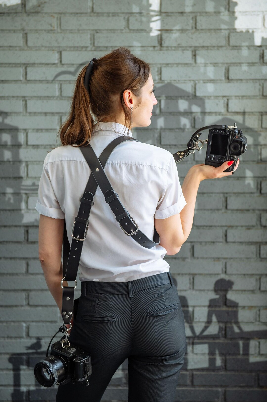 Dual Leather Camera Harness, Dual Leather Camera Strap, Double Camera ...