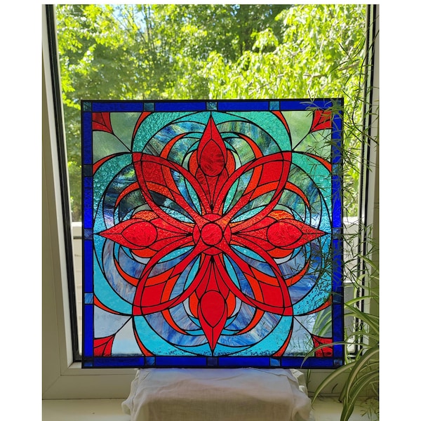 Stained Glass Panel Geometric - Etsy