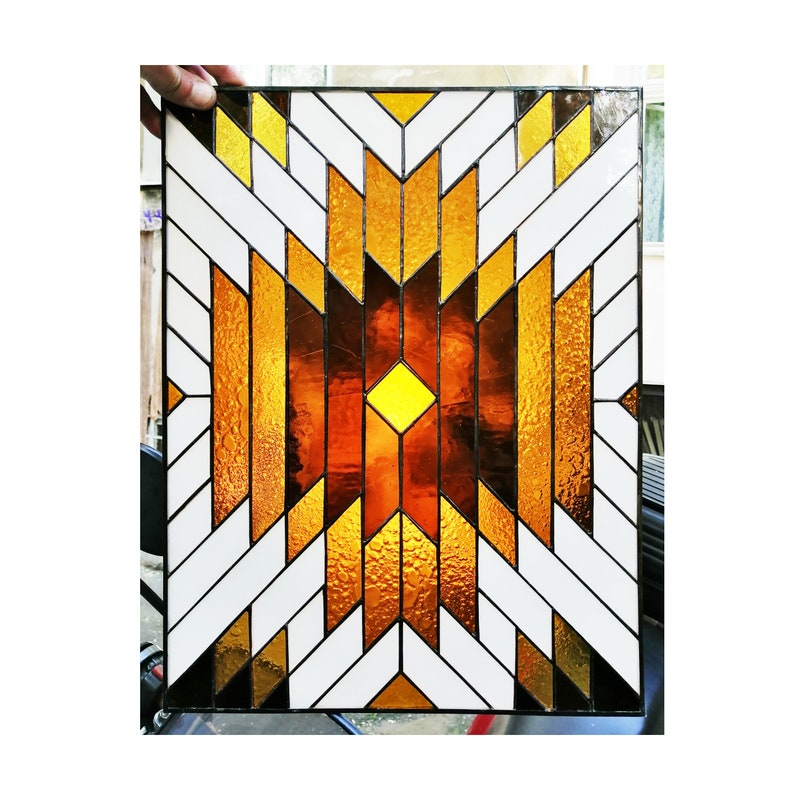 Stained Glass Panel Geometric - Etsy