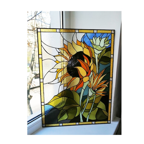 Sunflower Stained Glass Panel Etsy