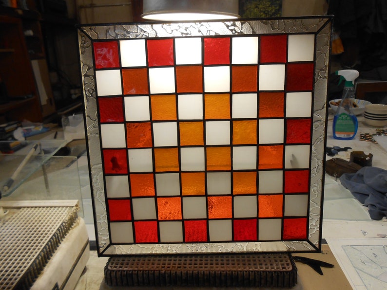 Handmade Checkers or Chess Stained Glass Board With Glass | Etsy