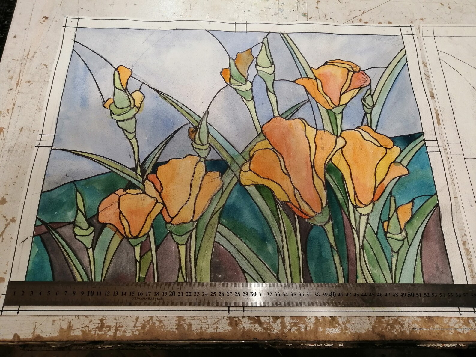 California Poppy Stained Glass Digital Pdf Pattern - Etsy