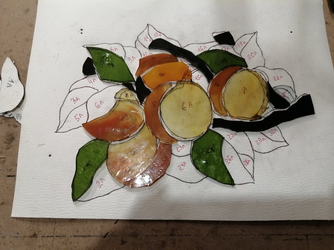 Apricot Peach Fruit Stained Glass Window Hanging Kitchen Home Decor ...