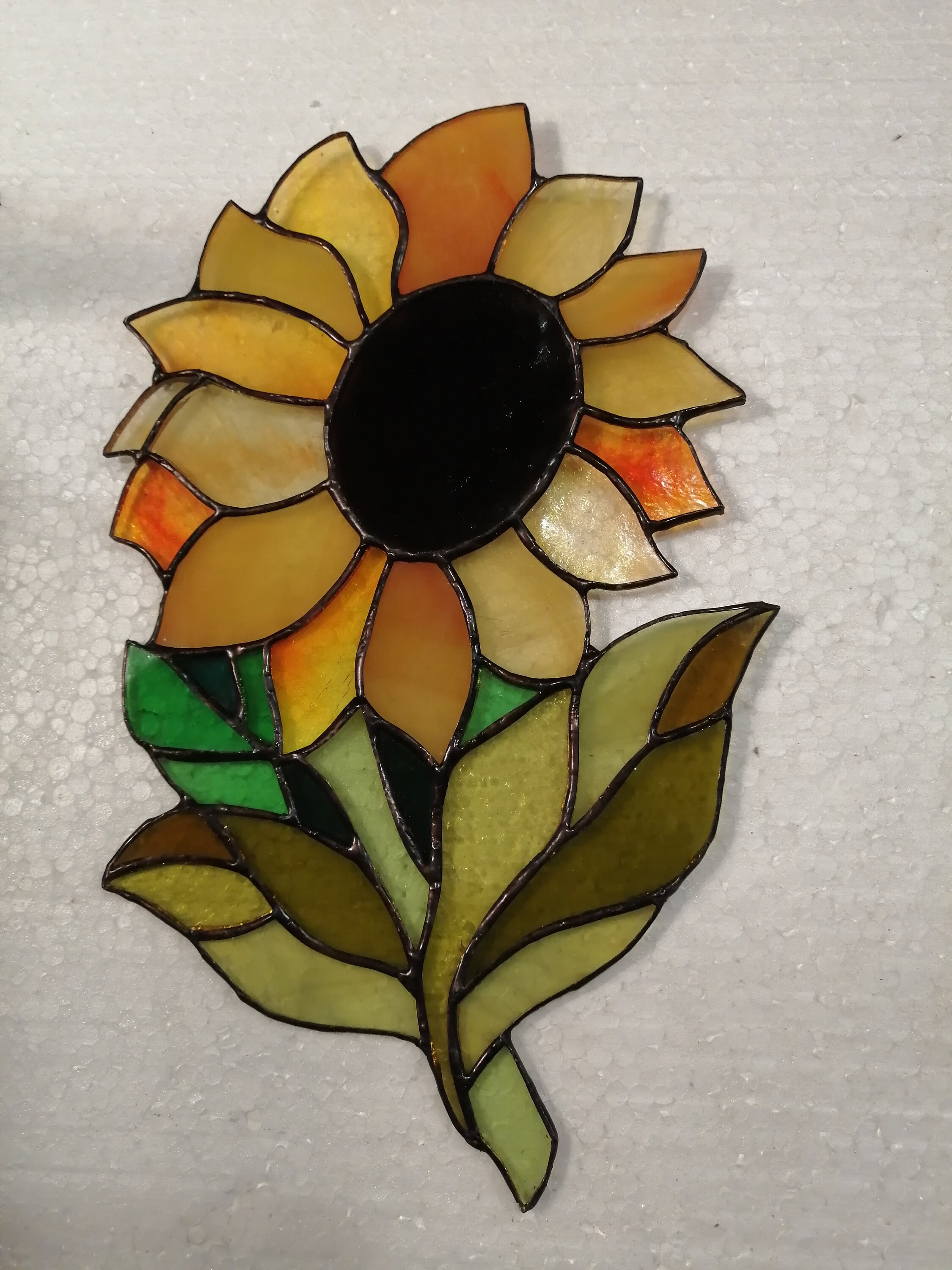 Sunflower Stained Glass Window Hanging Panel Suncatcher Home - Etsy