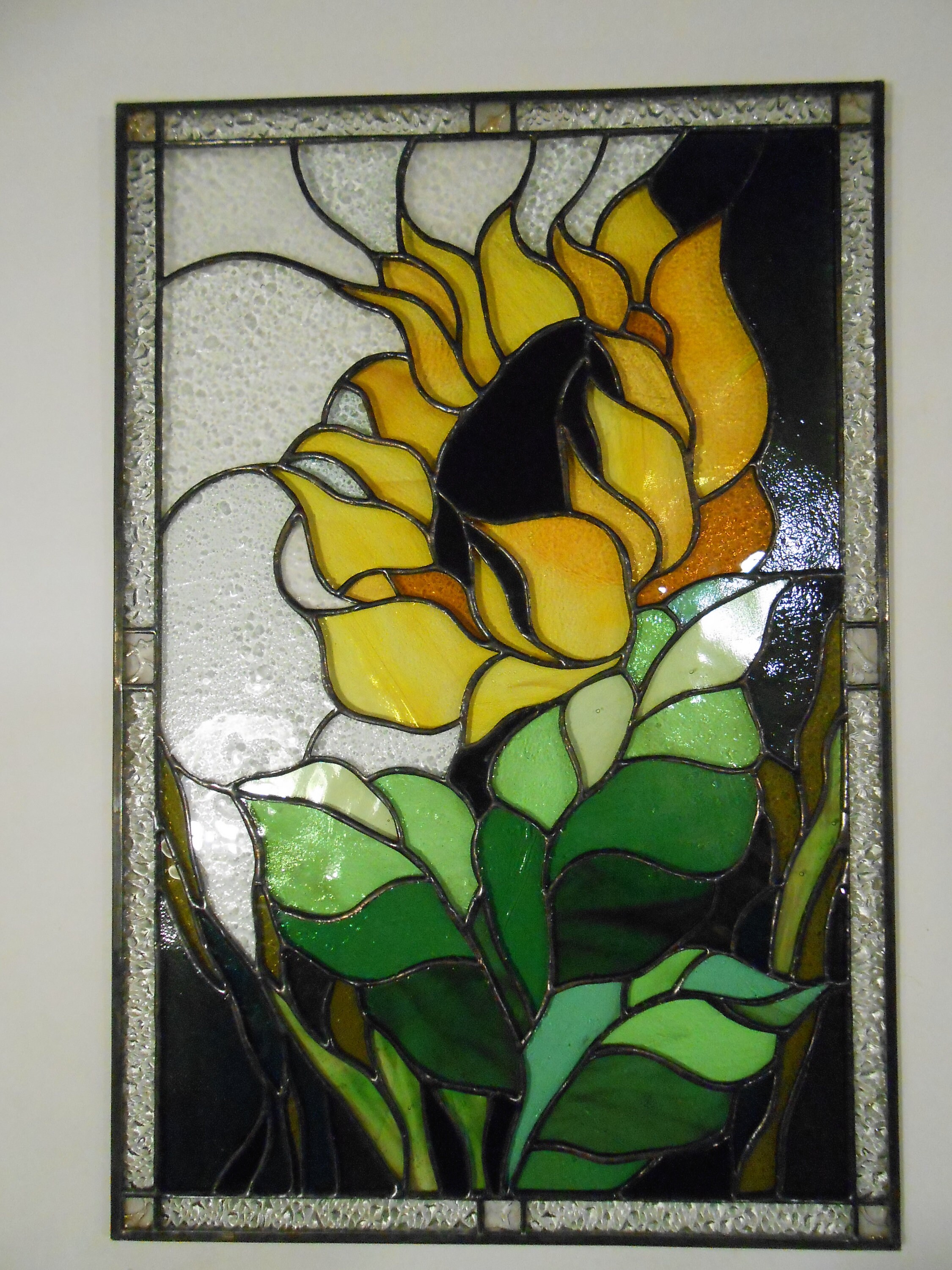 Sunflower Stained Glass Panel Suncatcher Etsy