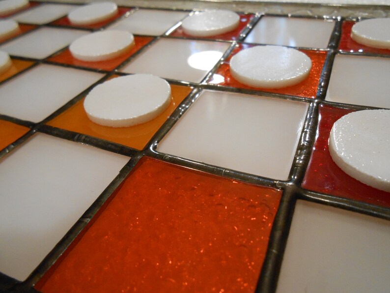 Handmade Checkers or Chess Stained Glass Board With Glass | Etsy