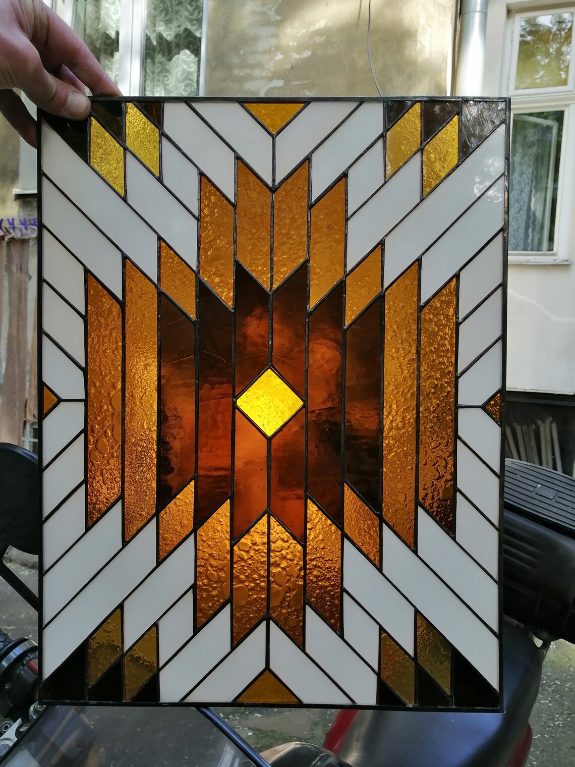 Southwestern Pattern Geometric Stained Glass Window Hanging - Etsy