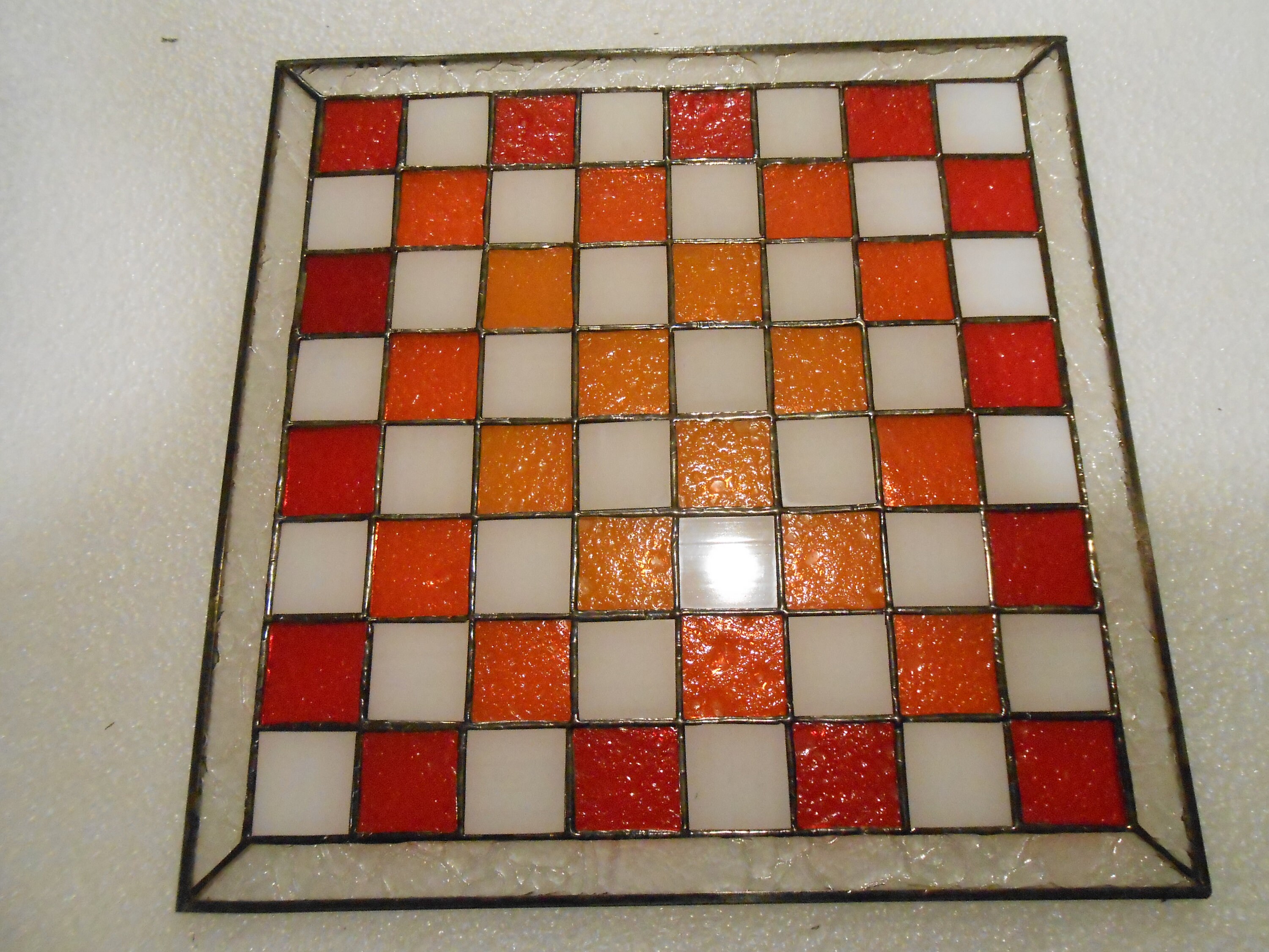 Handmade Checkers or Chess Stained Glass Board With Glass | Etsy