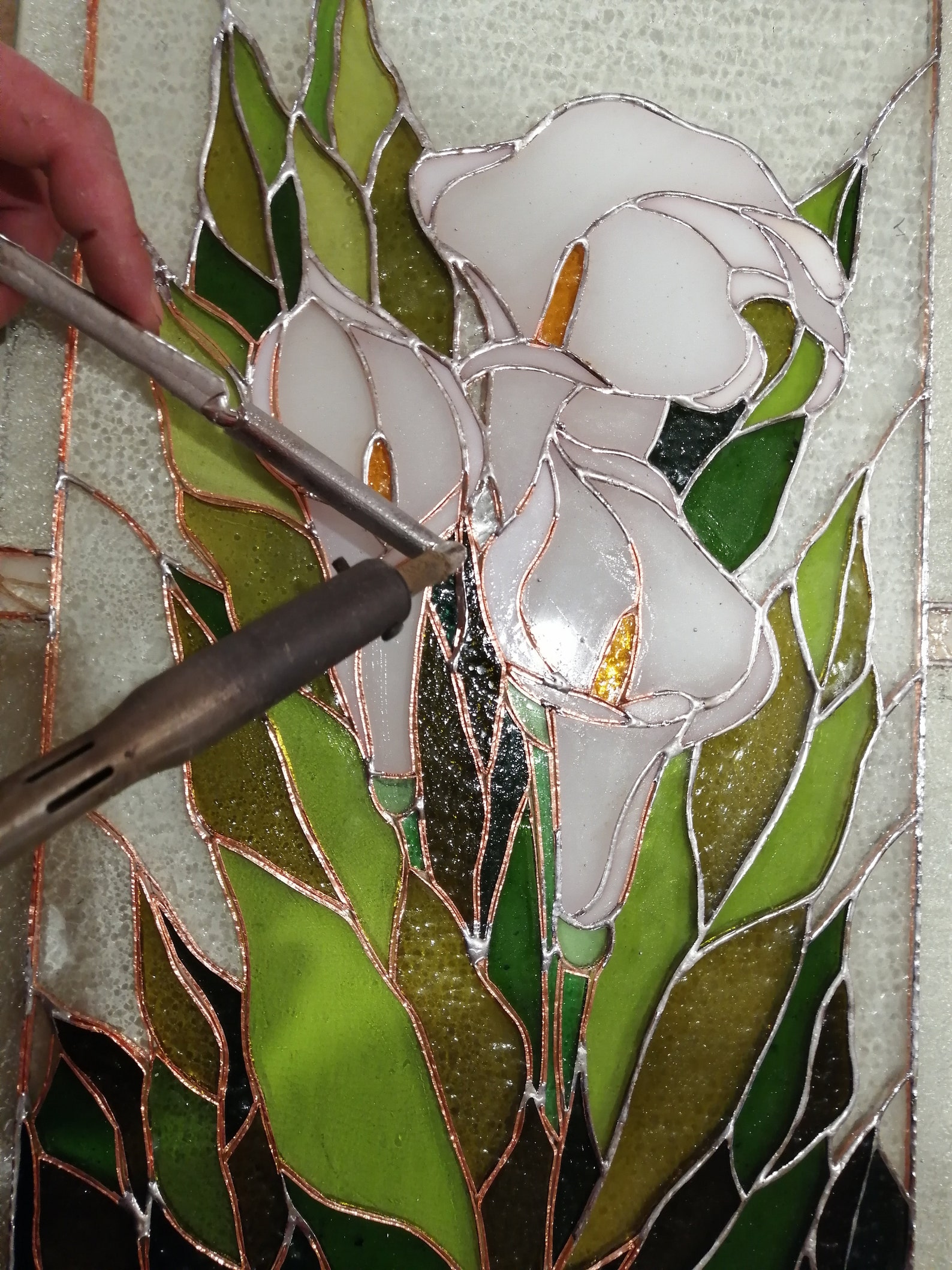 White Calla Lily Flower Stained Glass Panel Suncatcher - Etsy