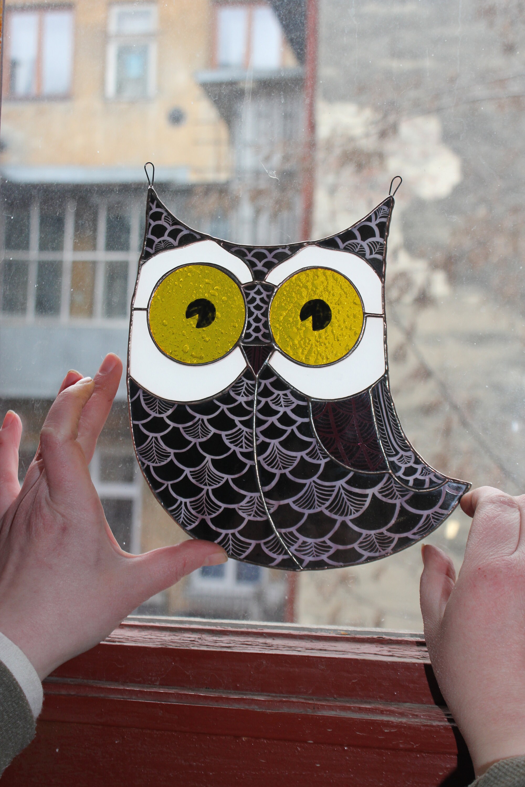 Owl Stained Glass Window Hanging Home Decor Suncatcher - Etsy