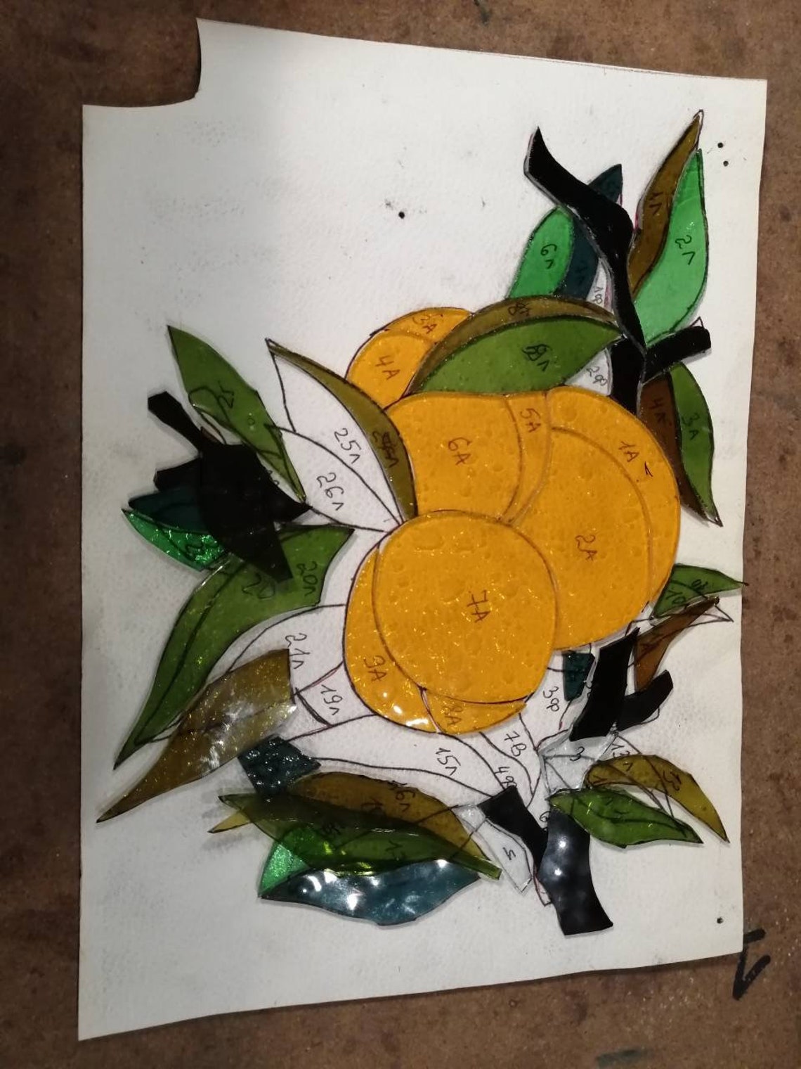 Orange Fruit Stained Glass Window Hanging Kitchen Home Decor | Etsy