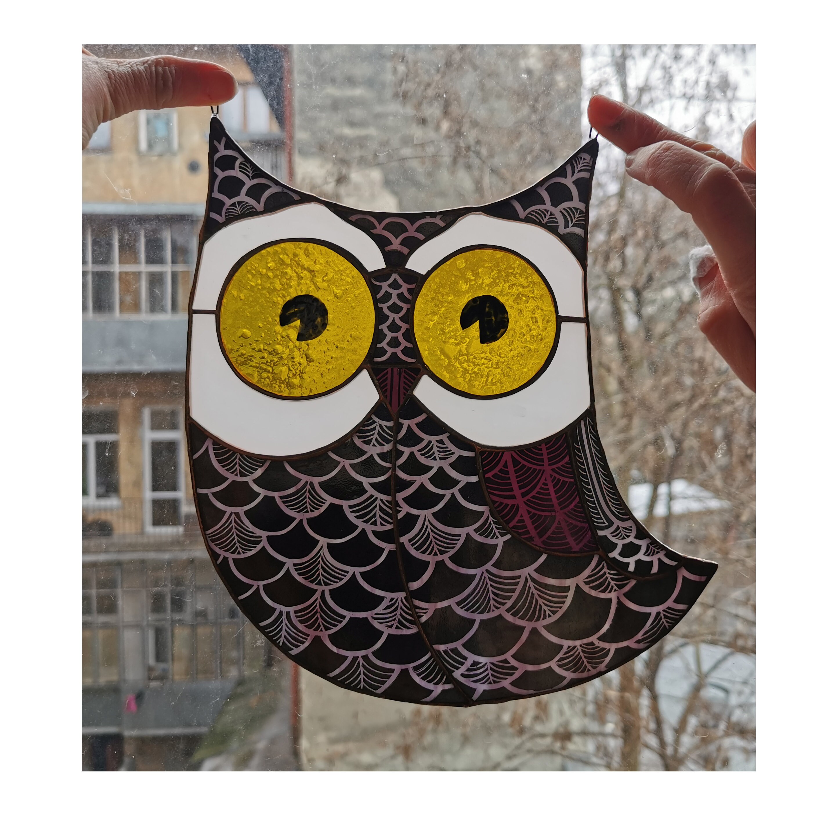 Owl Stained Glass Window Hanging Home Decor Suncatcher - Etsy