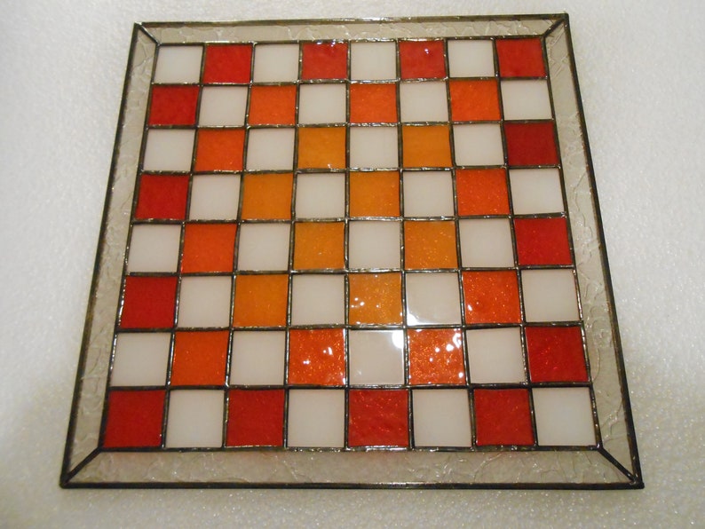 Handmade Checkers or Chess Stained Glass Board With Glass | Etsy