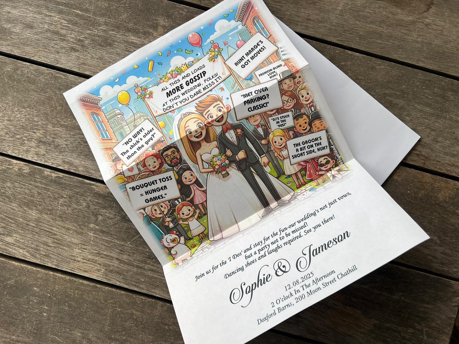 Fun & Unique Comic-style Wedding Invitation – Gossip Theme – Quirky ...