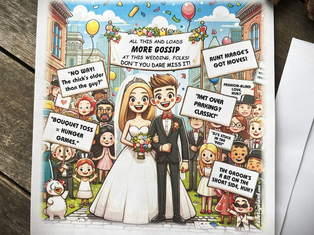 Fun & Unique Comic-style Wedding Invitation – Gossip Theme – Quirky ...